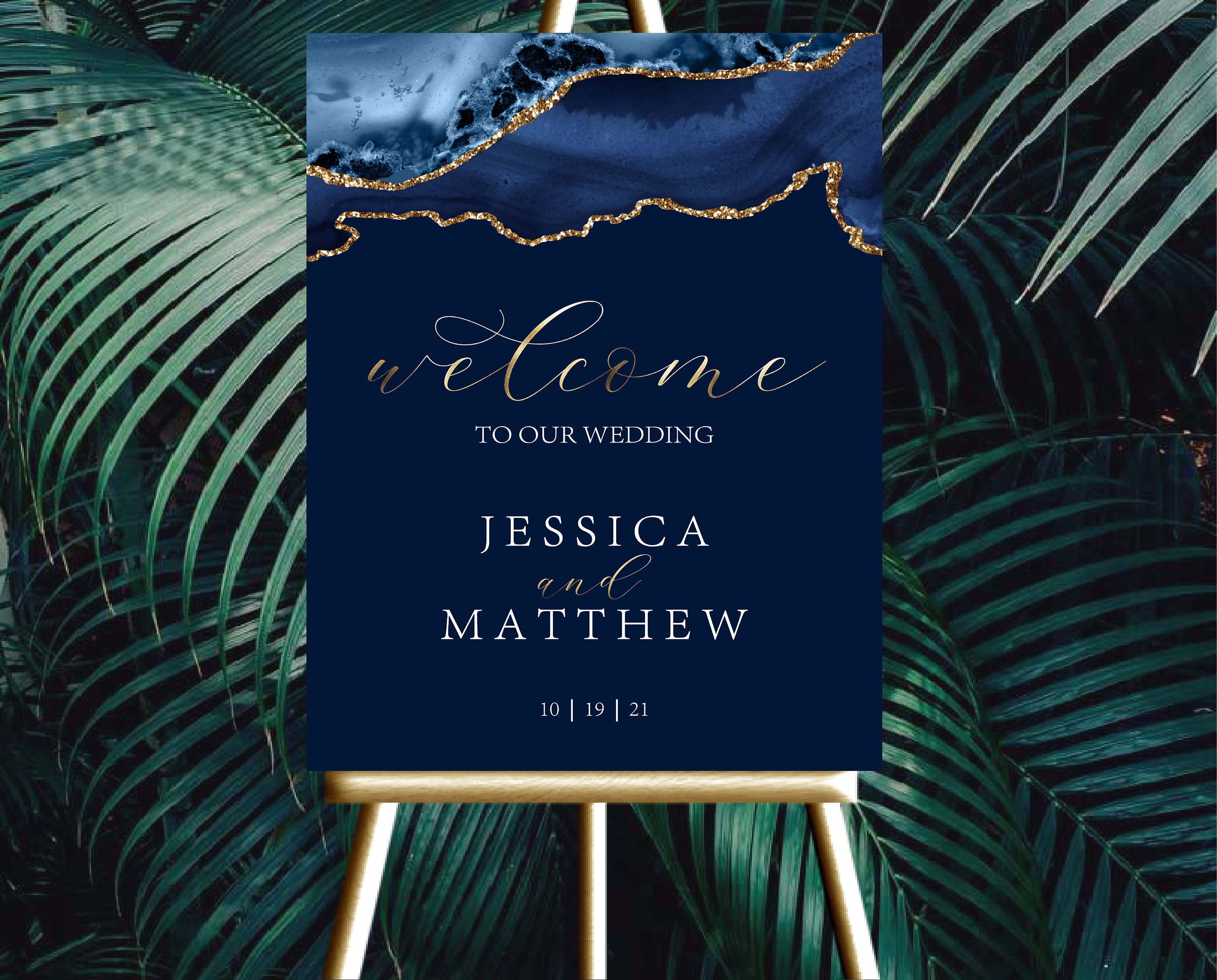 Wedding Welcome Sign 12x18 18x24 or 24x36 Dark Navy Blue | Etsy