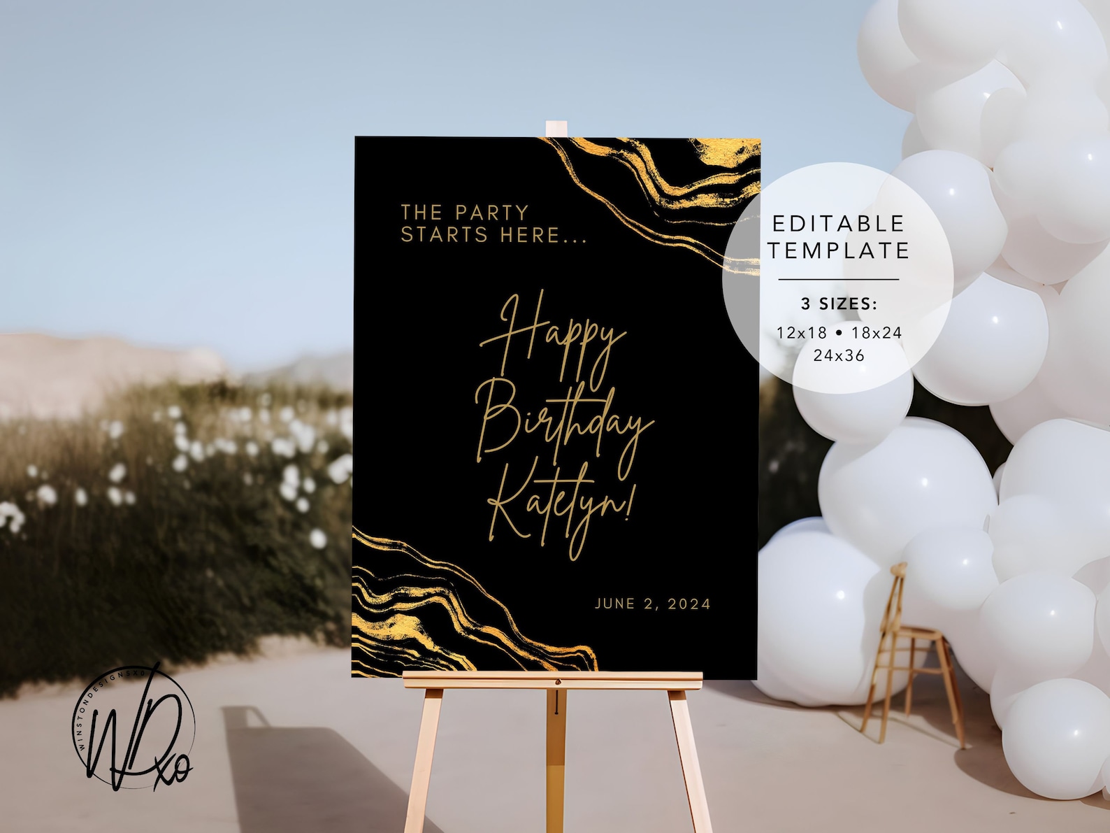 Birthday Party Welcome Sign | Editable Template | Instant Download ...