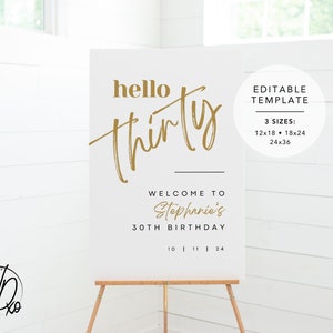 30th Birthday Welcome Sign | Editable Template | Instant Download ...