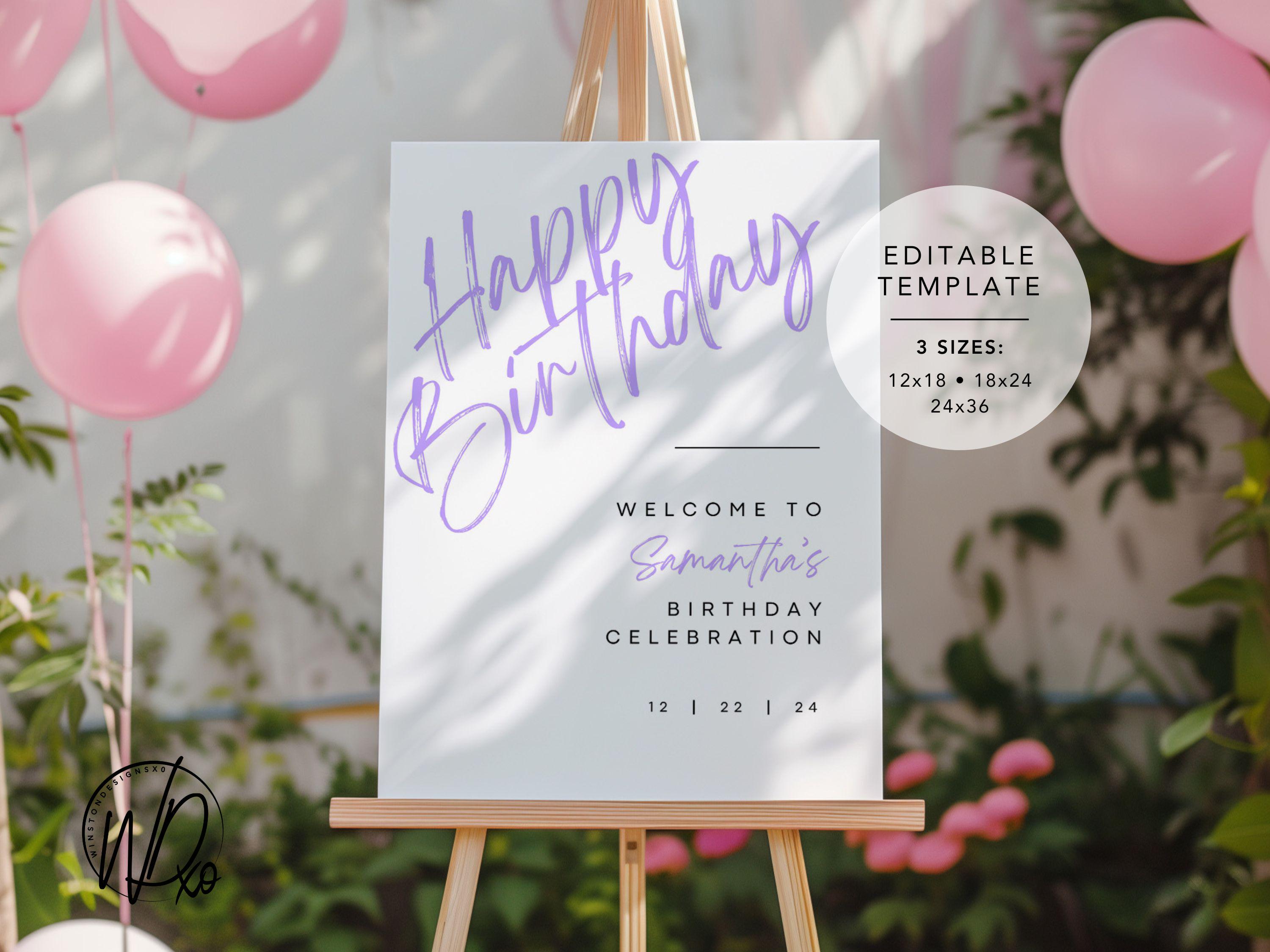 Happy Birthday Welcome Sign | Editable Template | Instant Download ...