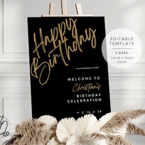 Happy Birthday Welcome Sign | Editable Template | Instant Download ...