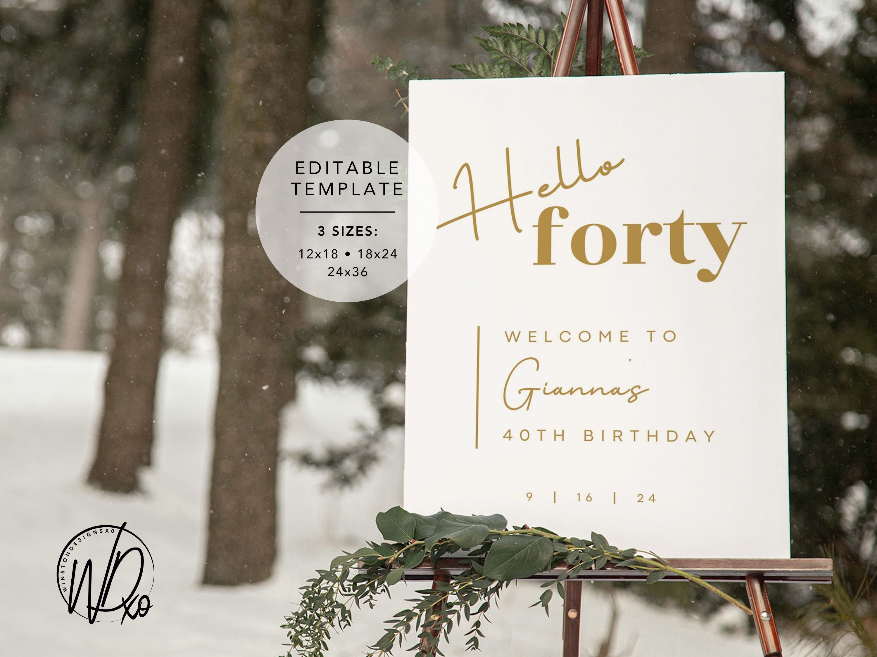 40th Birthday Welcome Sign | Editable Template | Instant Download ...