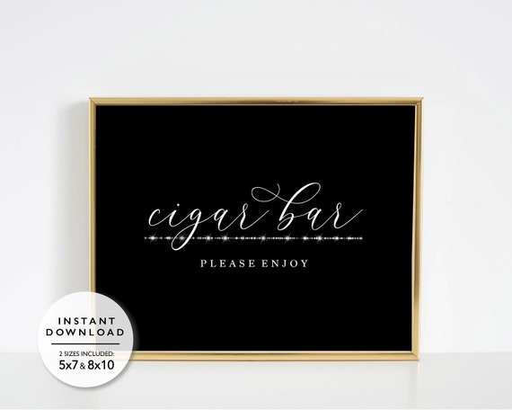 Cigar Bar Please Enjoy Printable Sign Instant PDF/JPEG | Etsy