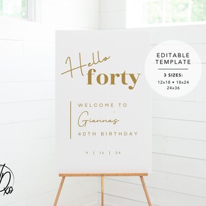 40th Birthday Welcome Sign | Editable Template | Instant Download ...