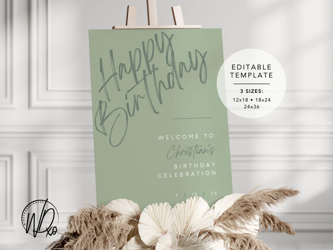 Happy Birthday Welcome Sign | Editable Template | Instant Download ...