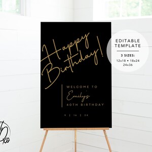 Happy Birthday Welcome Sign Editable Template Instant Download Edit ...