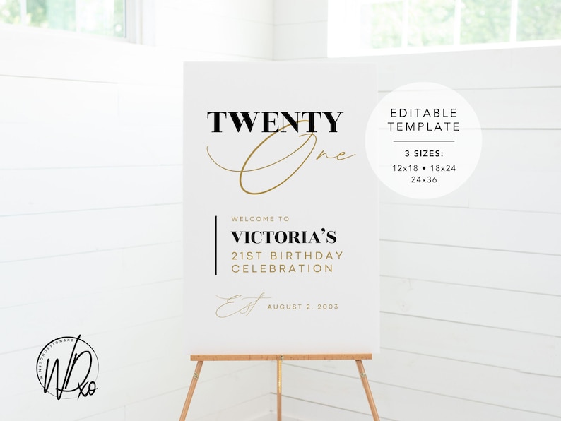 21st Birthday Welcome Sign | Editable Template | Instant Download ...