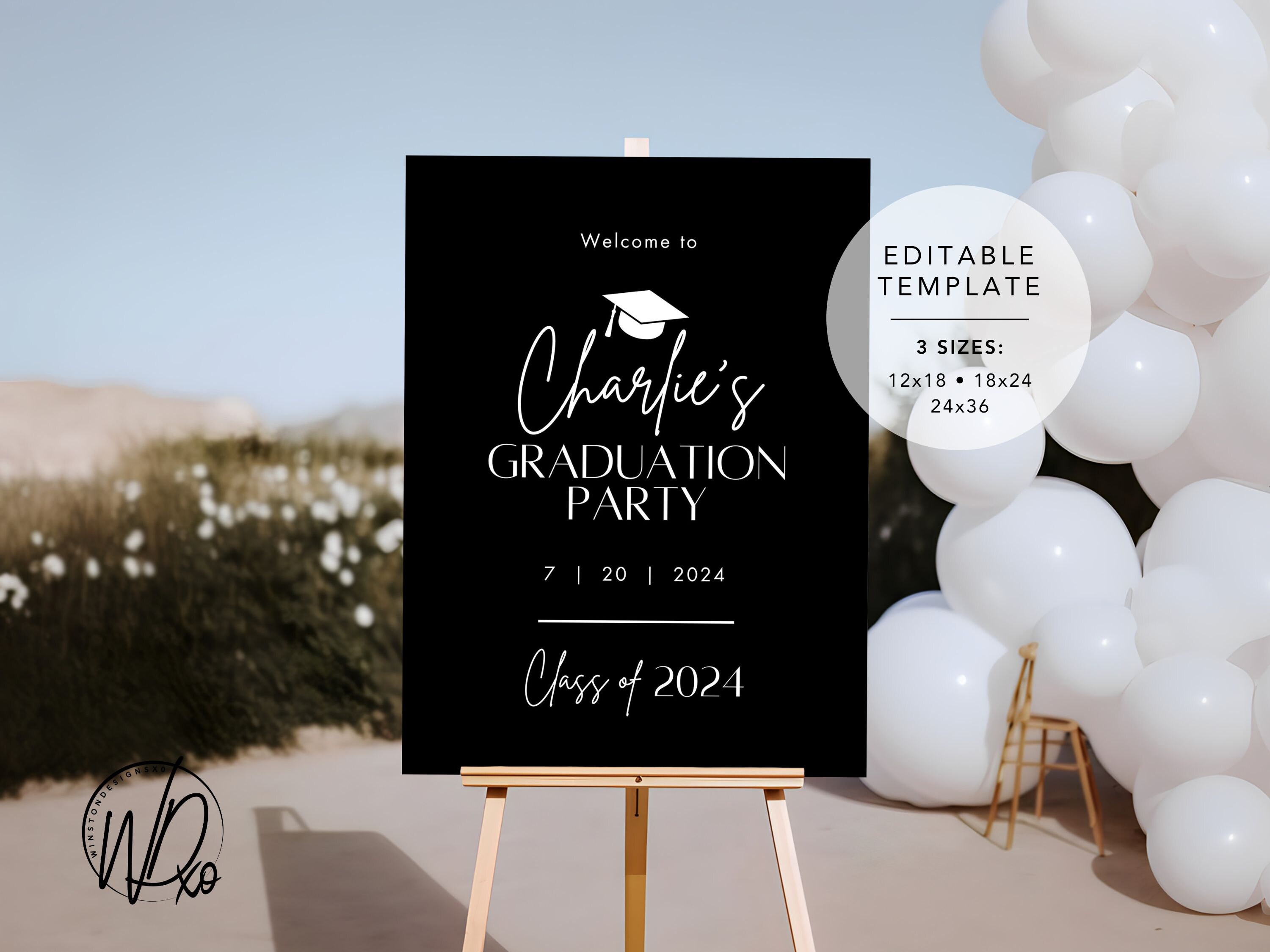 Graduation Party Welcome Sign | Editable Template | Instant Download ...
