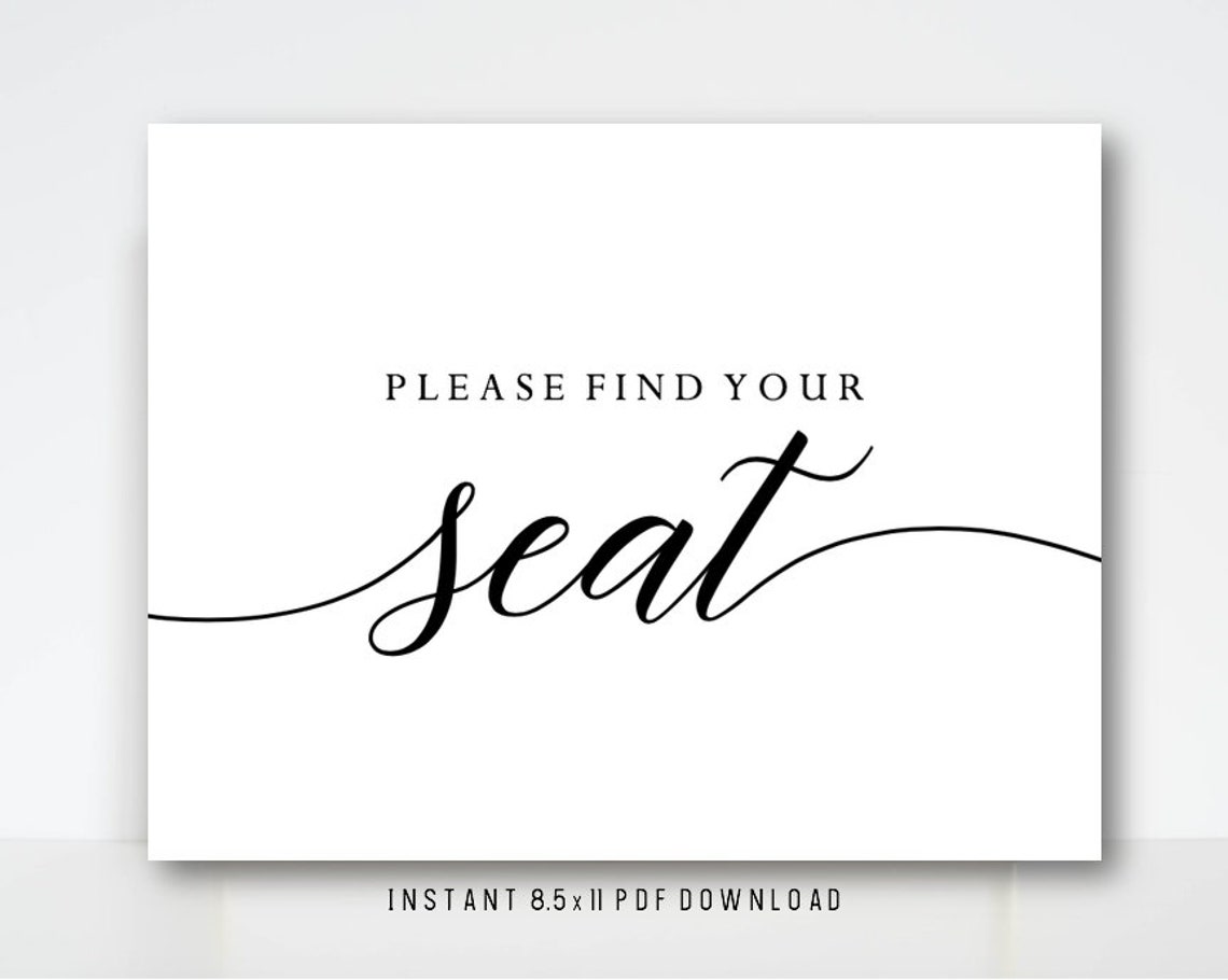 Please Find Your Seat - PRINTABLE SIGN - Instant Download! for Wedding ...