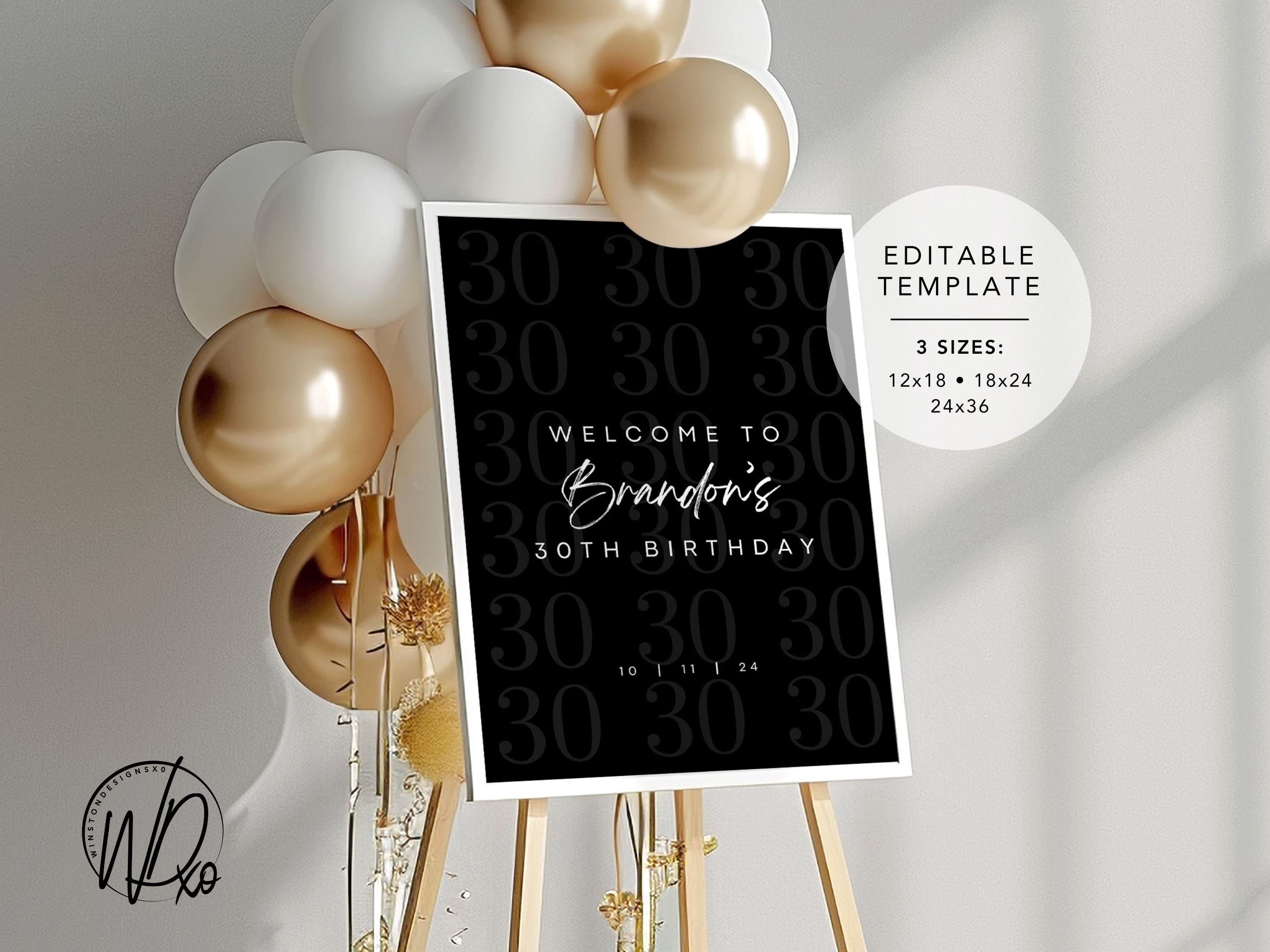 30th Birthday Welcome Sign | Editable Template | Instant Download ...