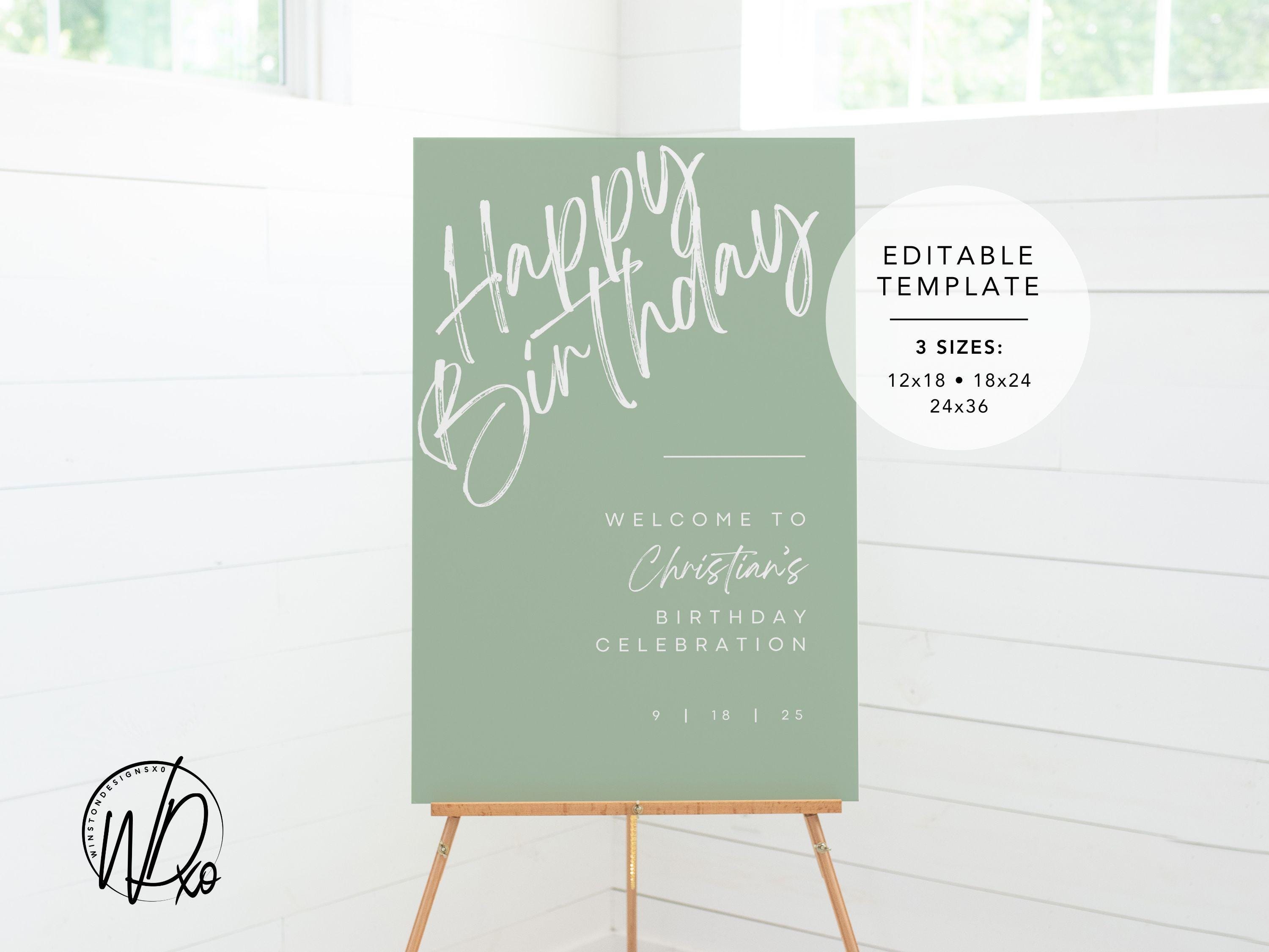 Happy Birthday Welcome Sign | Editable Template | Instant Download ...