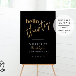 30th Birthday Welcome Sign | Editable Template | Instant Download ...