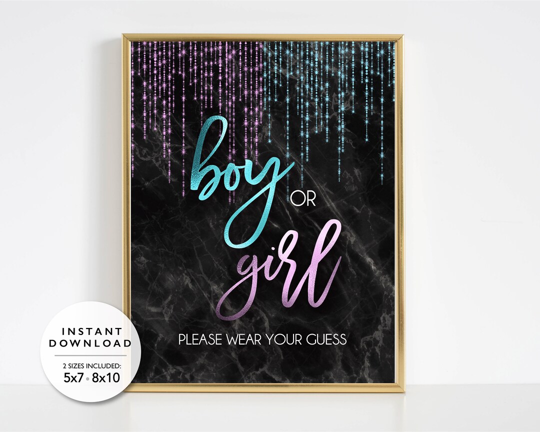 Boy or Girl Wear Your Guess Printable Sign Instant - Etsy