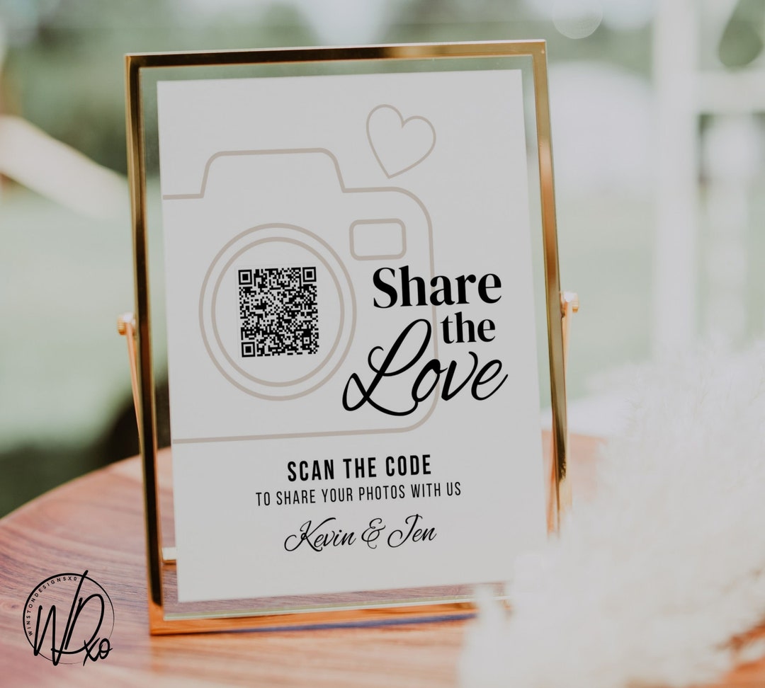 Share the Love QR Code Wedding Sign Editable Template Instant Download ...