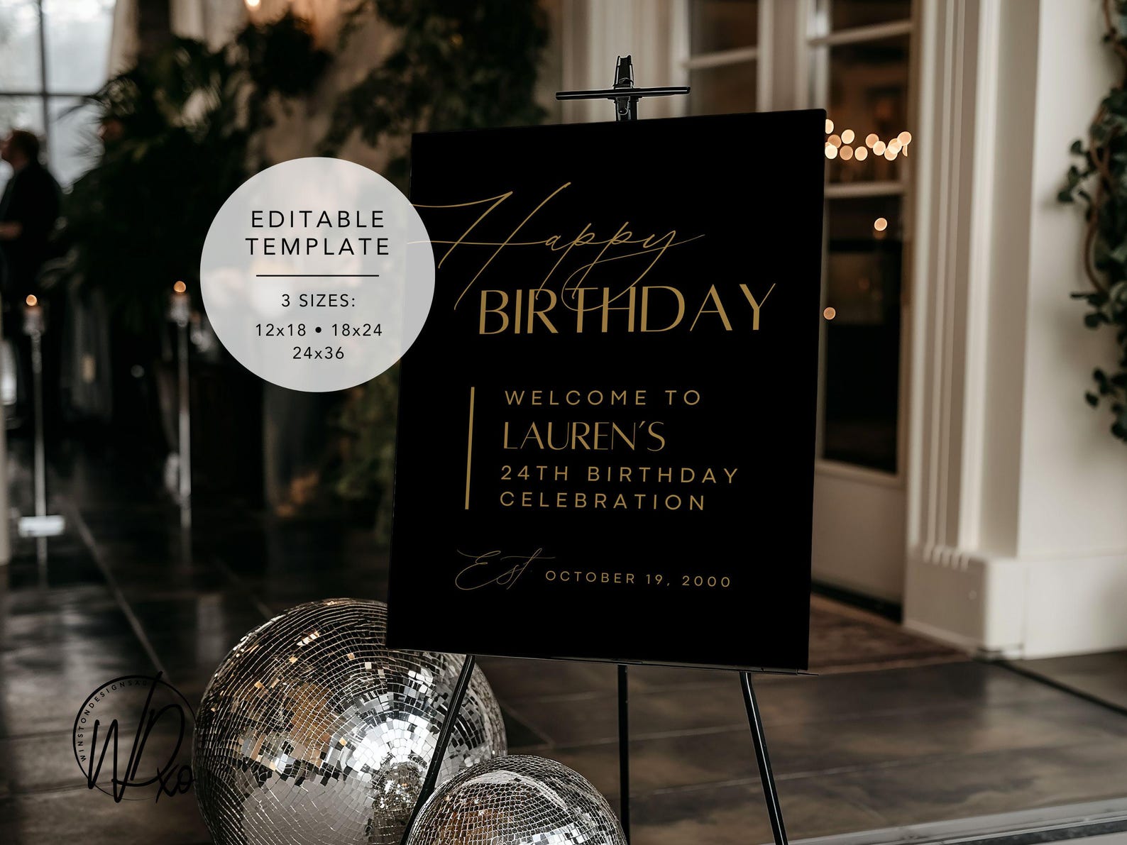 Happy Birthday Welcome Sign | Editable Template | Instant Download ...