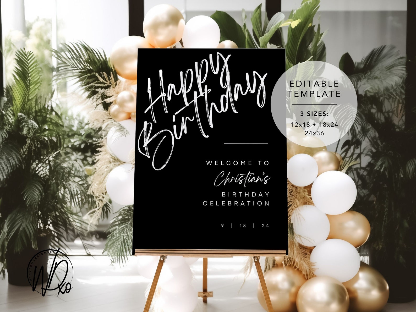 Happy Birthday Welcome Sign | Editable Template | Instant Download ...
