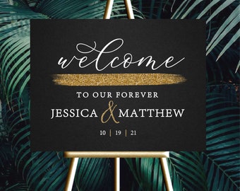 Wedding Welcome Sign 12x18 18x24 or 24x36 Modern Teal - Etsy