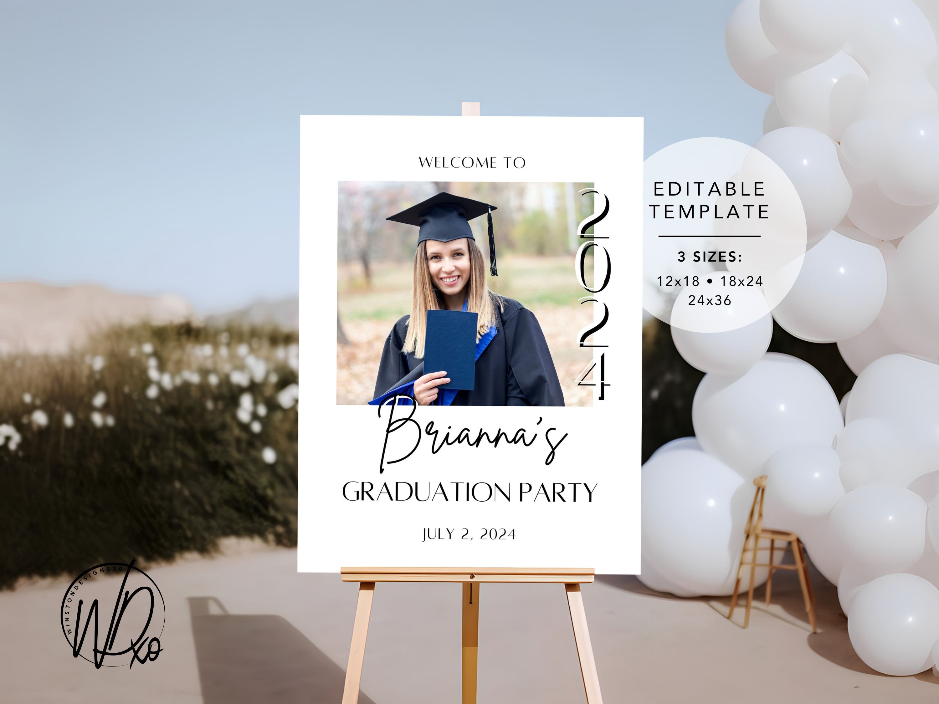 Graduation Party Welcome Sign With Photo | Editable Template | Instant ...