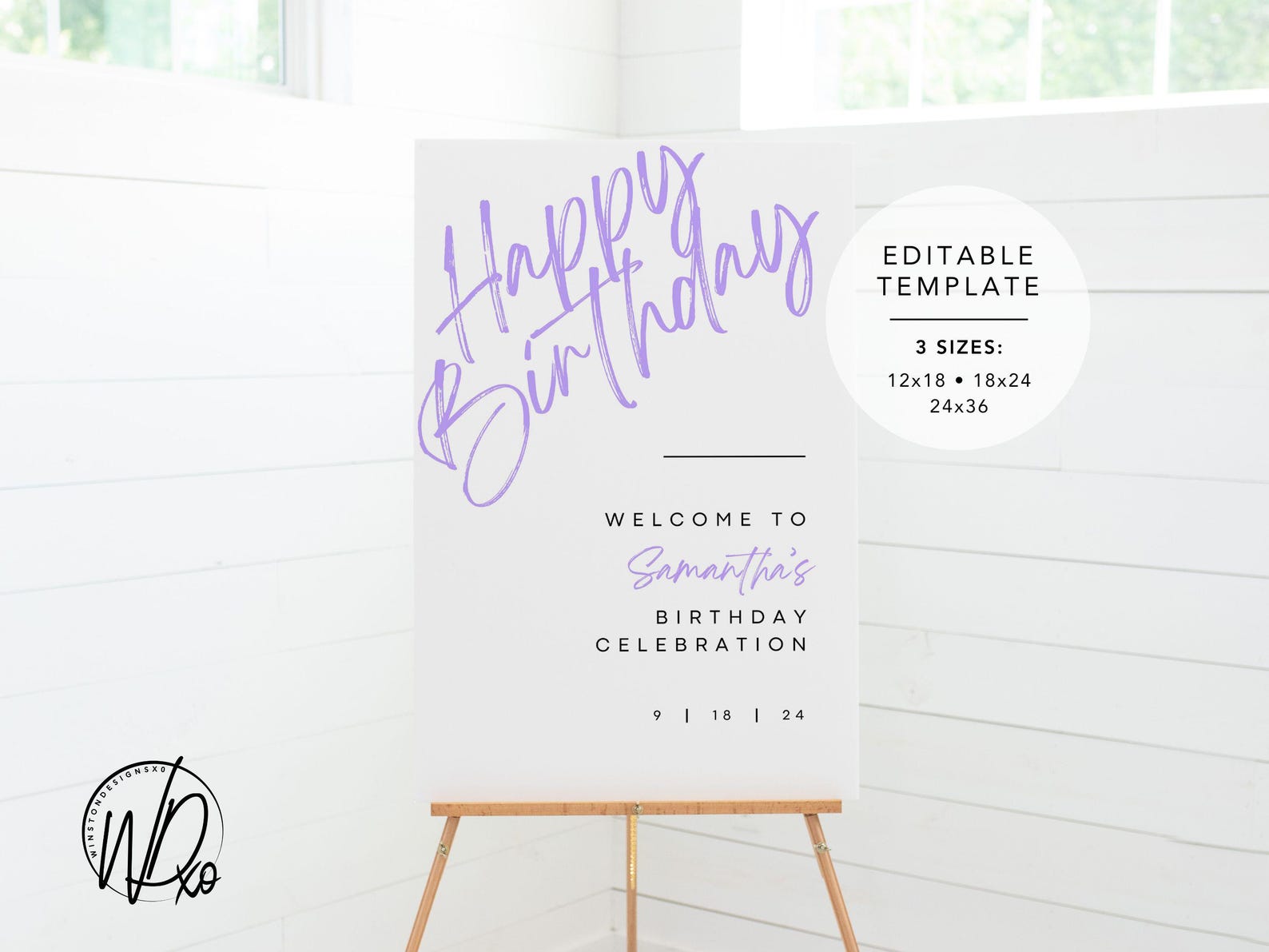 Happy Birthday Welcome Sign | Editable Template | Instant Download ...