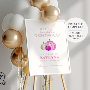 Fall Themed Baby Shower Welcome Sign | Editable Template | Instant ...