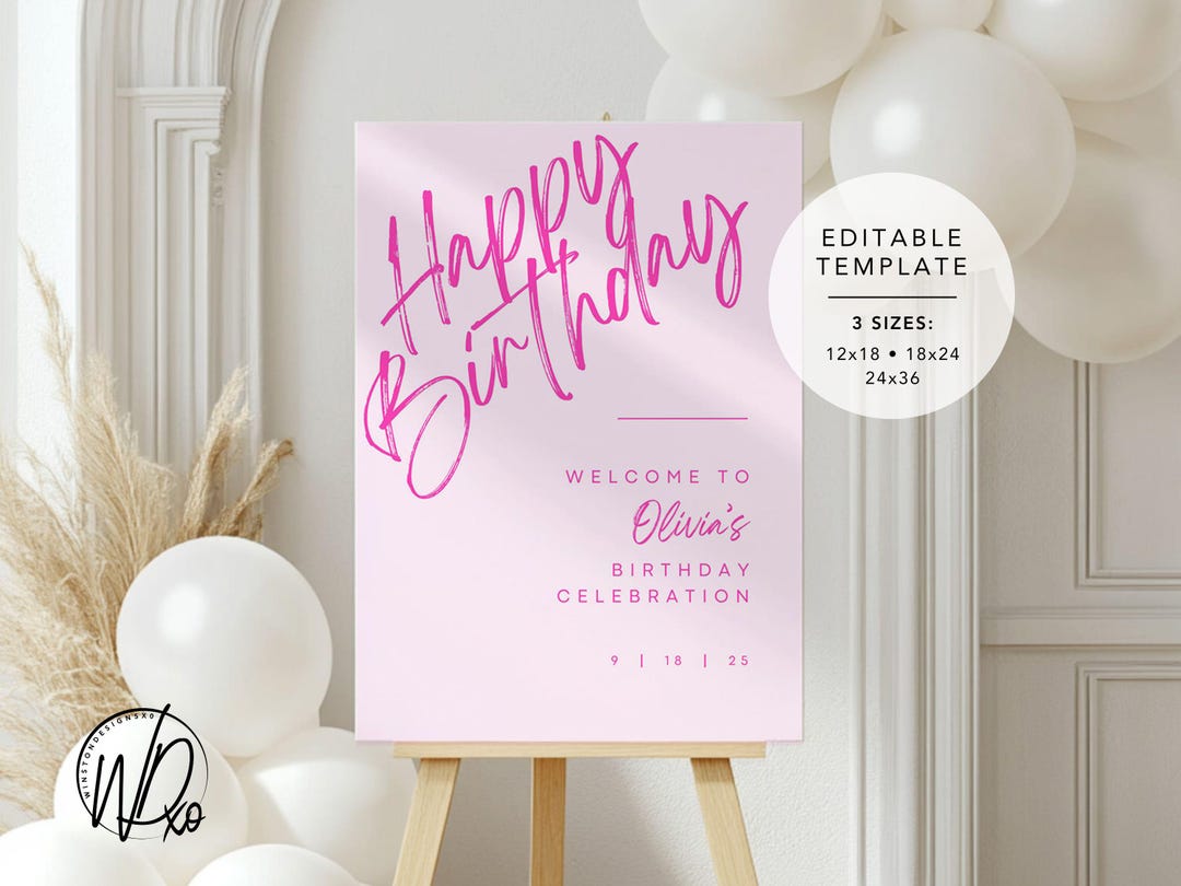 Happy Birthday Welcome Sign | Editable Template | Instant Download ...