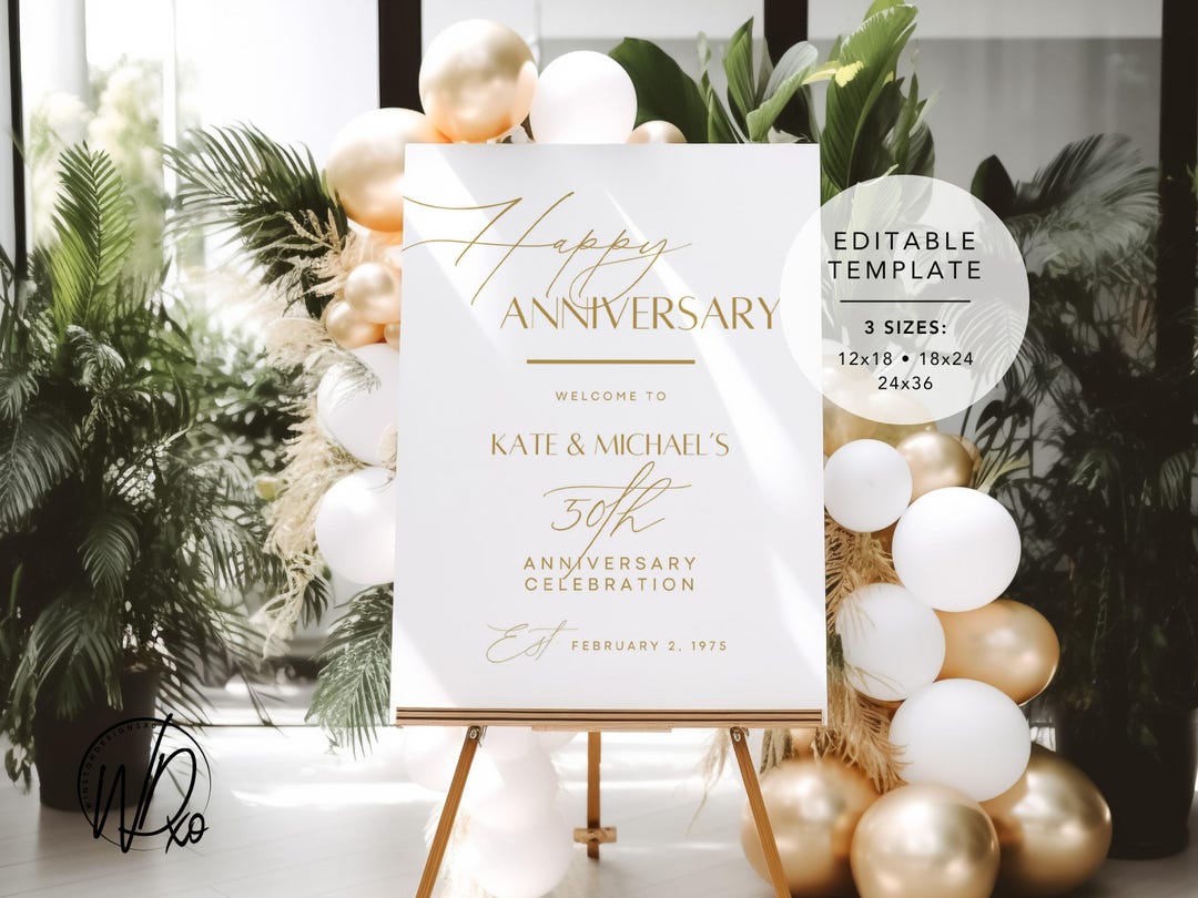 Anniversary Welcome Sign | Editable Template | Instant Download | Edit ...