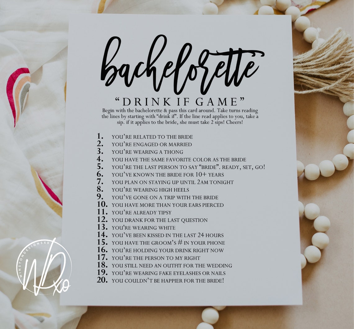 Bachelorette Drink If Game - PRINTABLE GAME - Instant Download! for ...