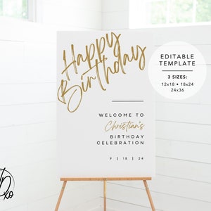 Happy Birthday Welcome Sign | Editable Template | Instant Download ...