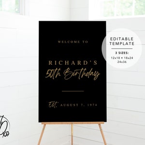 Birthday Party Welcome Sign Editable Template Instant Download Edit ...