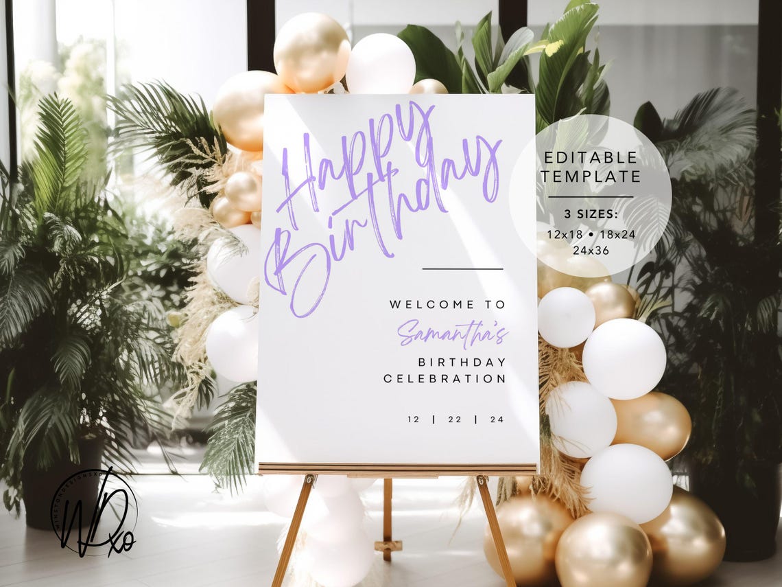 Happy Birthday Welcome Sign | Editable Template | Instant Download ...