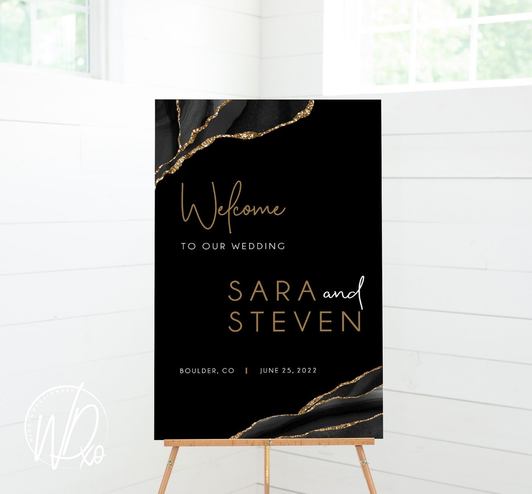 Wedding Welcome Sign 12x18 18x24 or 24x36 Black White - Etsy
