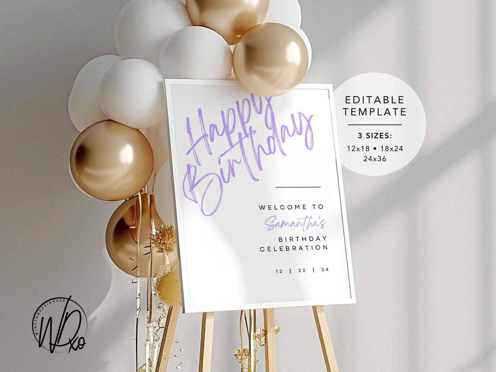 Happy Birthday Welcome Sign | Editable Template | Instant Download ...