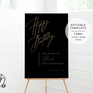 Happy Birthday Welcome Sign | Editable Template | Instant Download ...