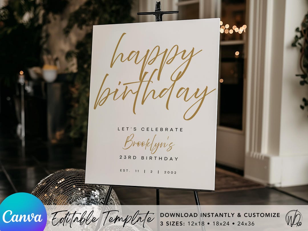 Happy Birthday Welcome Sign | Editable Template | Instant Download ...