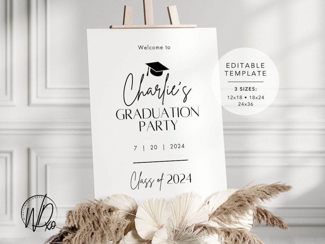 Graduation Party Welcome Sign | Editable Template | Instant Download ...
