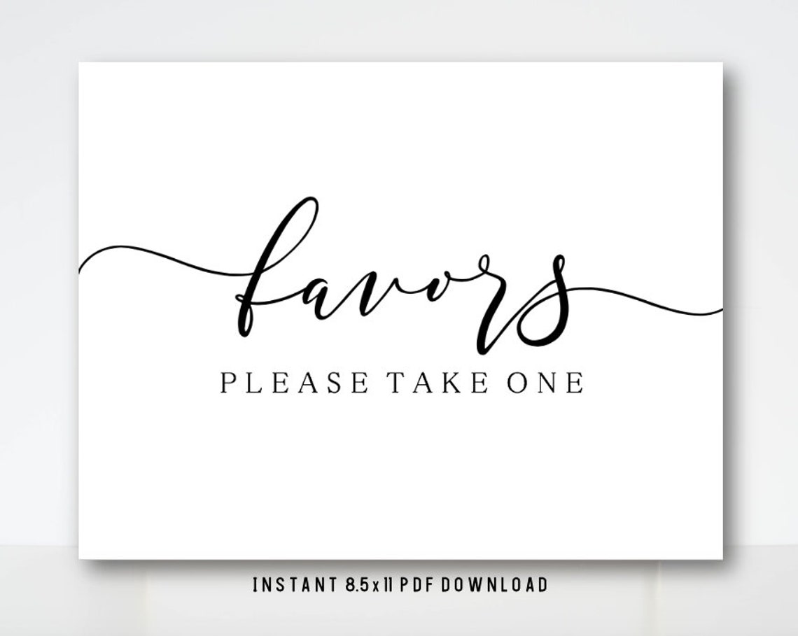 Favors Please Take One - PRINTABLE SIGN - Instant Download! for Wedding ...
