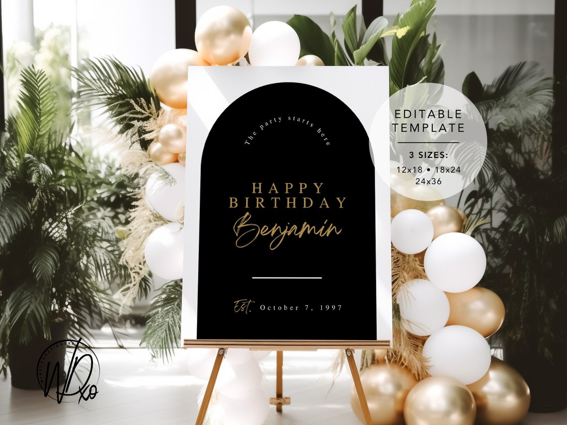 Birthday Welcome Sign | Editable Template | Instant Download | Edit ...