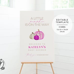 Fall Themed Baby Shower Welcome Sign | Editable Template | Instant ...