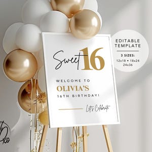 Sweet Sixteen 16 Welcome Sign | Editable Template | Instant Download ...