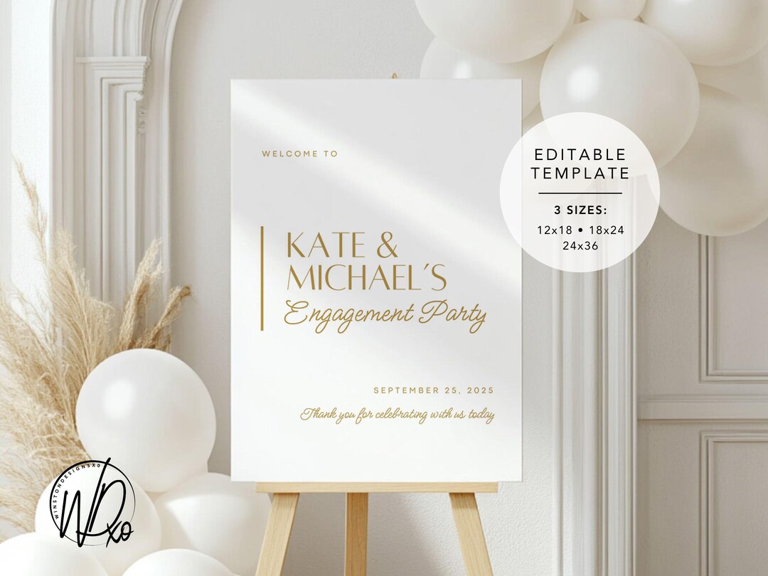 Engagement Party Welcome Sign | Editable Template | Instant Download ...