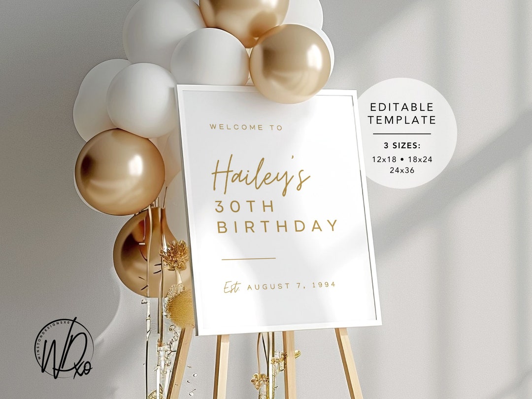 Birthday Welcome Sign | Editable Template | Instant Download | Edit ...