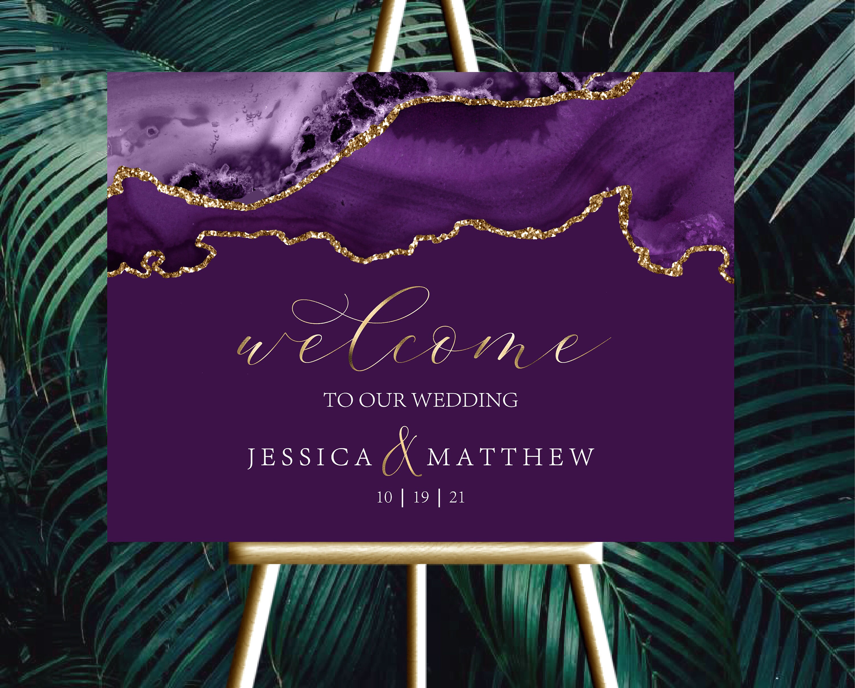 Wedding Welcome Sign 12x18 18x24 or 24x36 Dark Purple | Etsy
