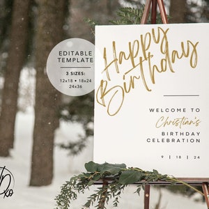 Happy Birthday Welcome Sign | Editable Template | Instant Download ...