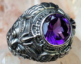 Handmade Silver Ring Oxidized Silver Amulet Portraying Garuda Carrying ...