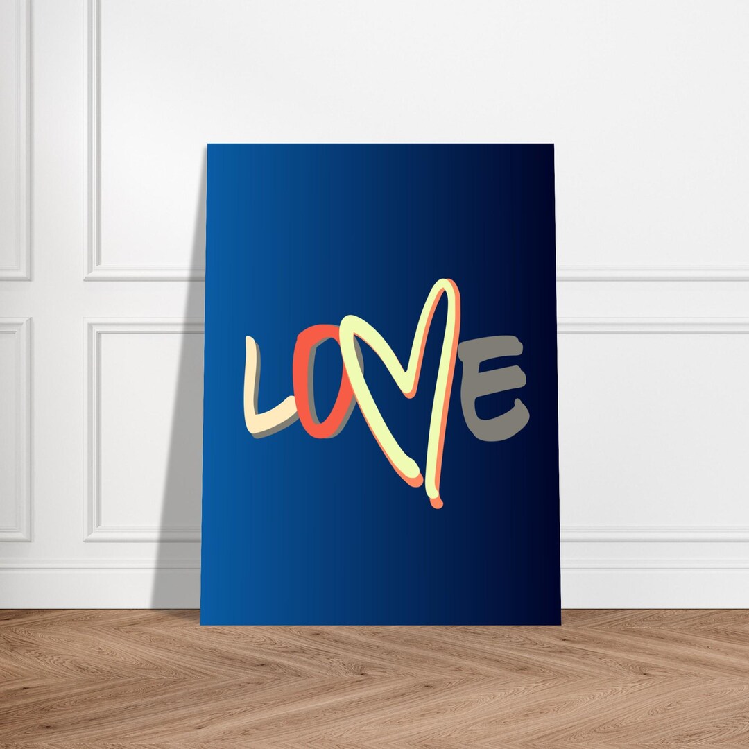 Navy Blue Love Sign Art Print | Modern Wall Decor - Etsy