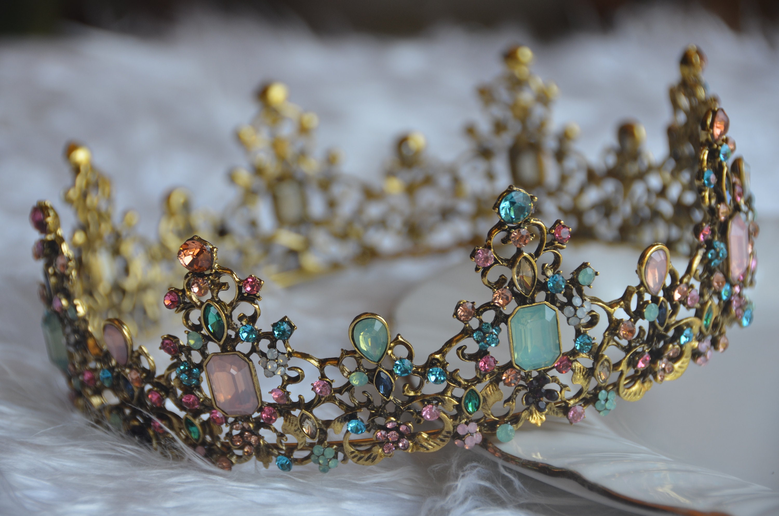 Baroque Queen Crown Vintage Birthday Tiara Wedding Crowns Full - Etsy ...