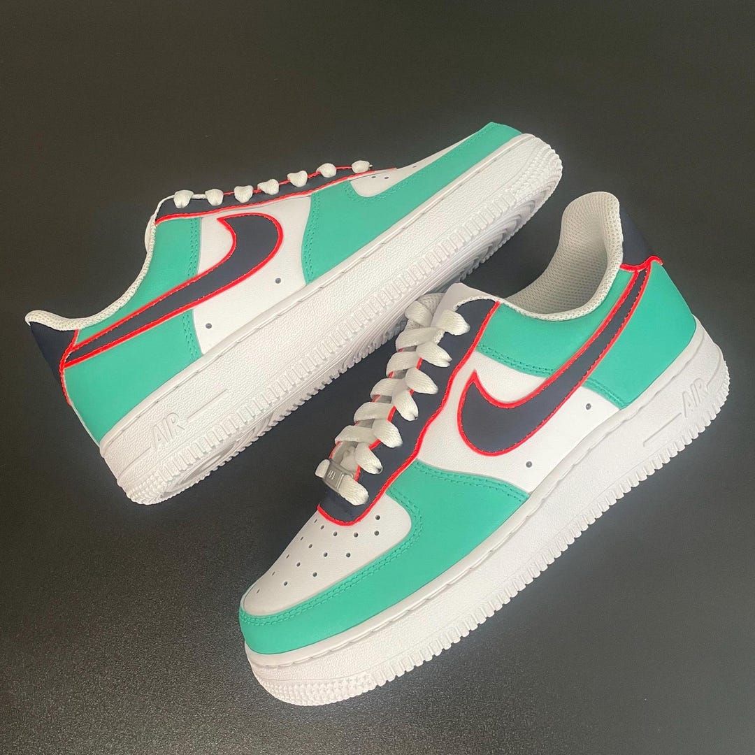 4eva Dope Custom Air Force 1- Low “south Beach Teal/ Navy/ White ...