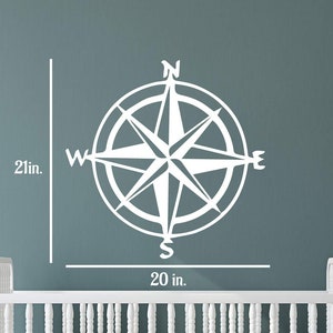 Compass Rose Nautical Wall Decor Decal Vinyl Wall Art LARGE 21 in X 20 ...