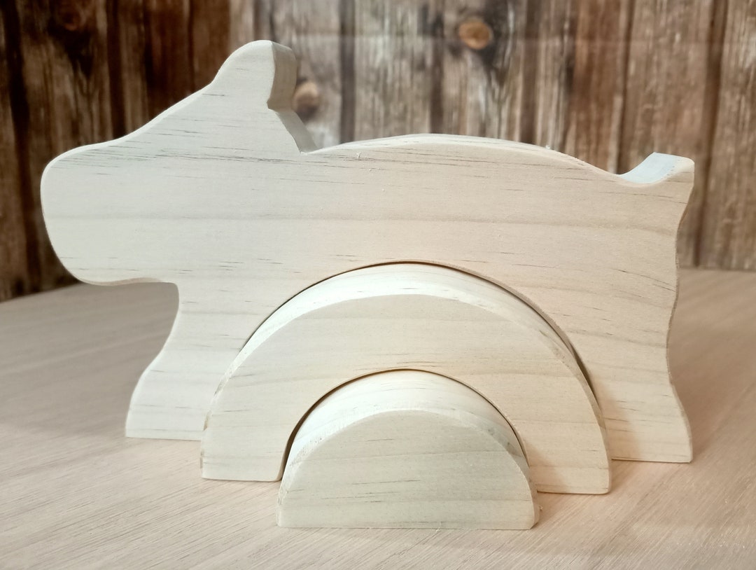 PDF Download Template for 3 Piece Hippopotamus Rainbow Stacker Wooden ...