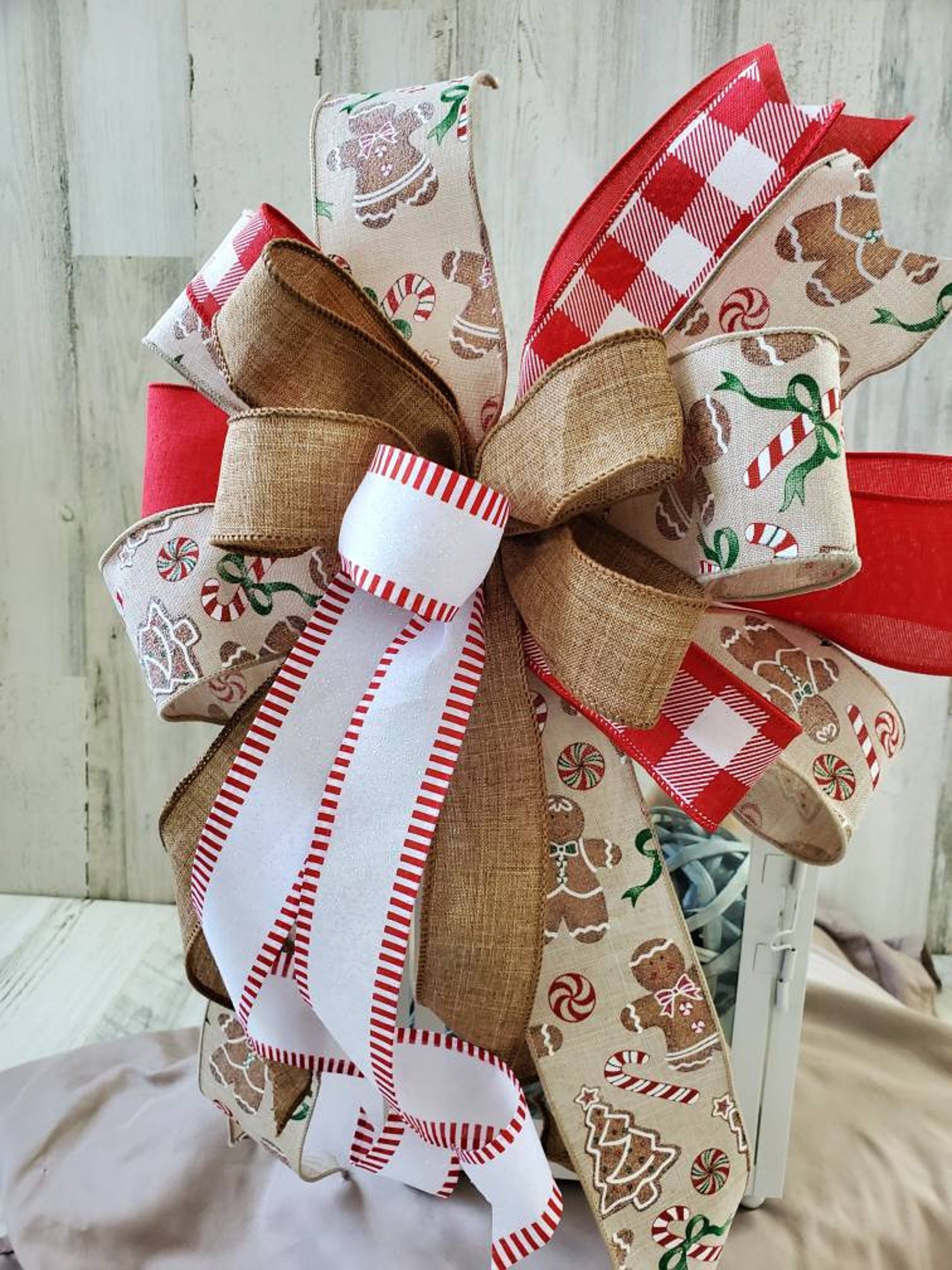Christmas Gingerbread Man Bow Christmas Lantern Bow | Etsy